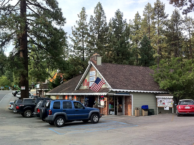 This Idyllwild general store has probably heard every local secret since 1952. The American flag is just showing off its patriotism.