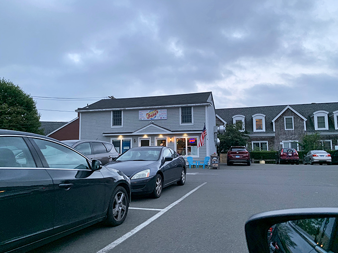 Gray shingles and good vibes—sometimes the most unassuming places serve the biggest flavors.