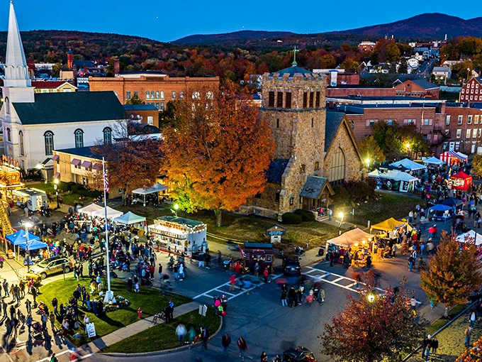 Laconia's evening festival lights transform the downtown into a magical gathering place where community spirit truly comes alive.