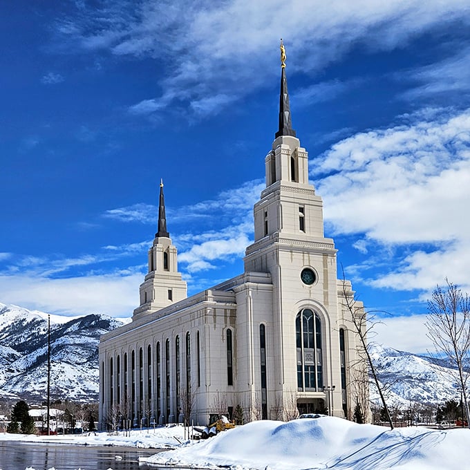 Residential streets curve gently like a grandmother's smile, promising home-cooked values in a modern Utah setting.