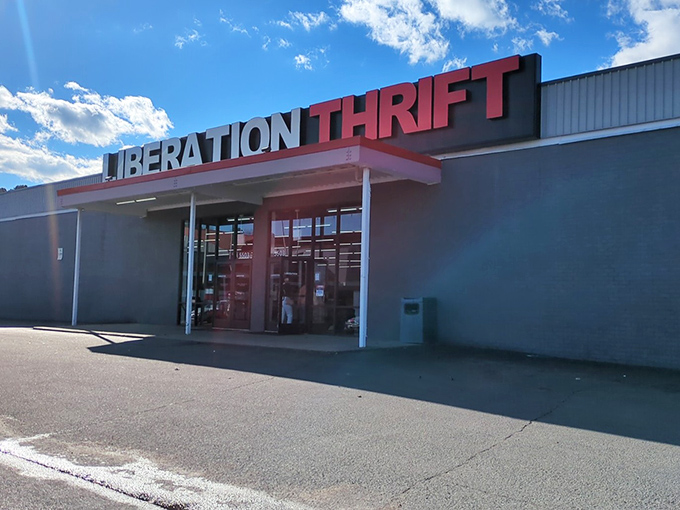 Bright blue skies contrast with the simple storefront &ndash; proof that treasures hide in unassuming places.
