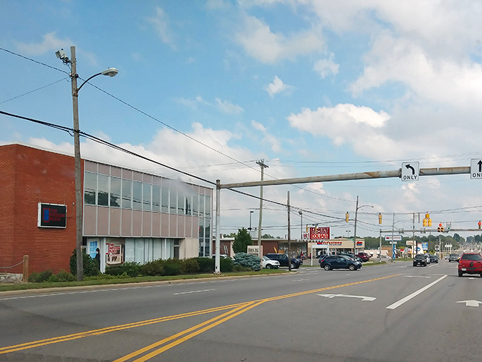 Historic downtown buildings house modern businesses that price goods for real people, not millionaires.