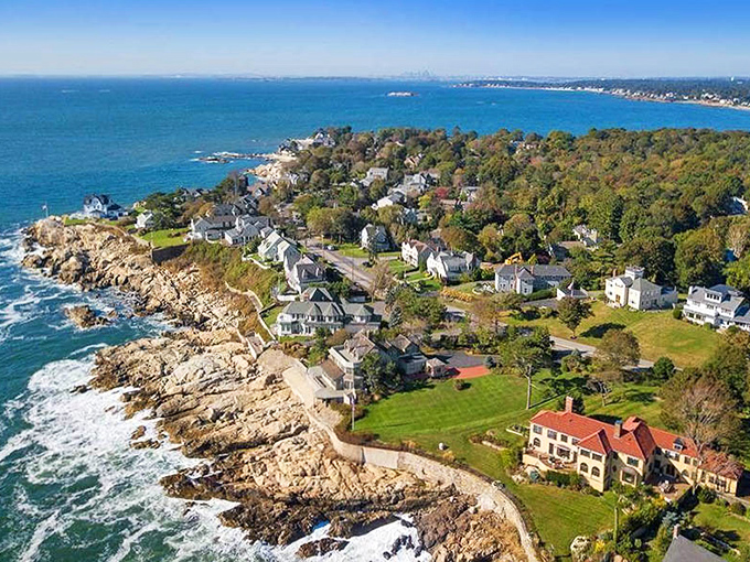 This aerial view shows why pirates and merchants fought over this perfect little harbor.