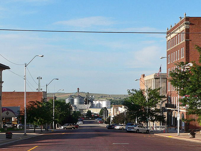 Wide sidewalks and friendly facades in McCook invite leisurely strolls and spontaneous conversations with neighbors.