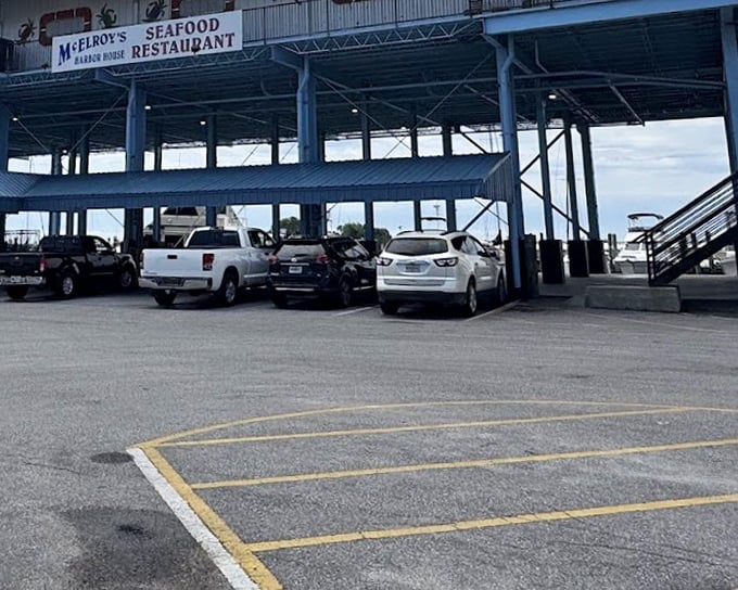 That covered parking says practical, but those harbor views scream "romantic dinner with a working waterfront backdrop."