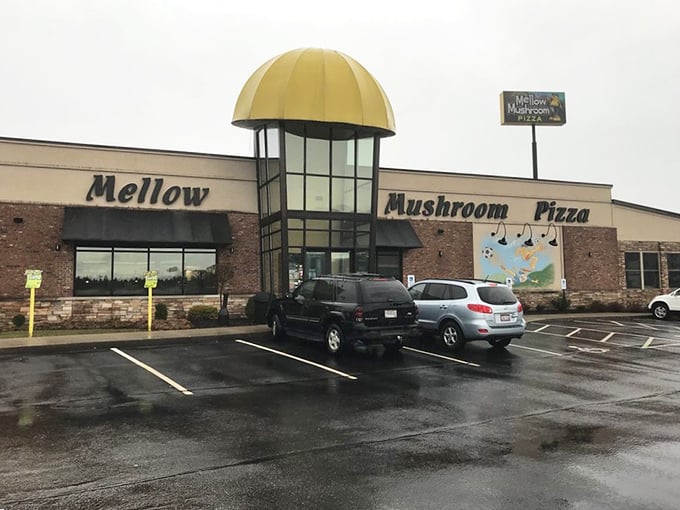 The whimsical mushroom-shaped entrance tells you this isn't your grandma's pizza joint &ndash; unless your grandma was a cool hippie.