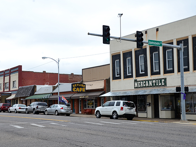 These historic storefronts stand shoulder to shoulder like old friends sharing secrets across the decades. 