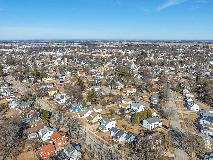 From above, Monroe reveals its well-planned streets and neighborhoods. The "Swiss Cheese Capital" offers housing as affordable as it is charming!