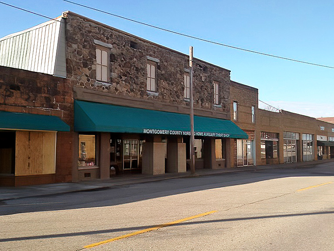 Honest main street storefronts serve locals and crystal hunters equally &ndash; no pretense, just genuine Arkansas mountain hospitality showing through.