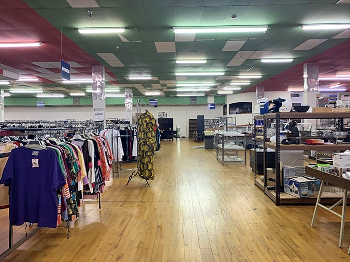 Organized racks and polished floors create a shopping experience that rivals any department store.