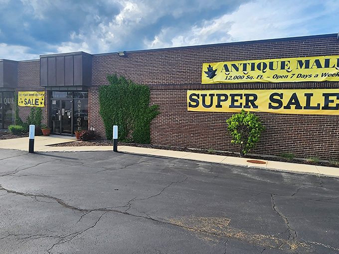 The massive antique center's exterior promises the kind of extensive inventory that makes browsing an all-day adventure.