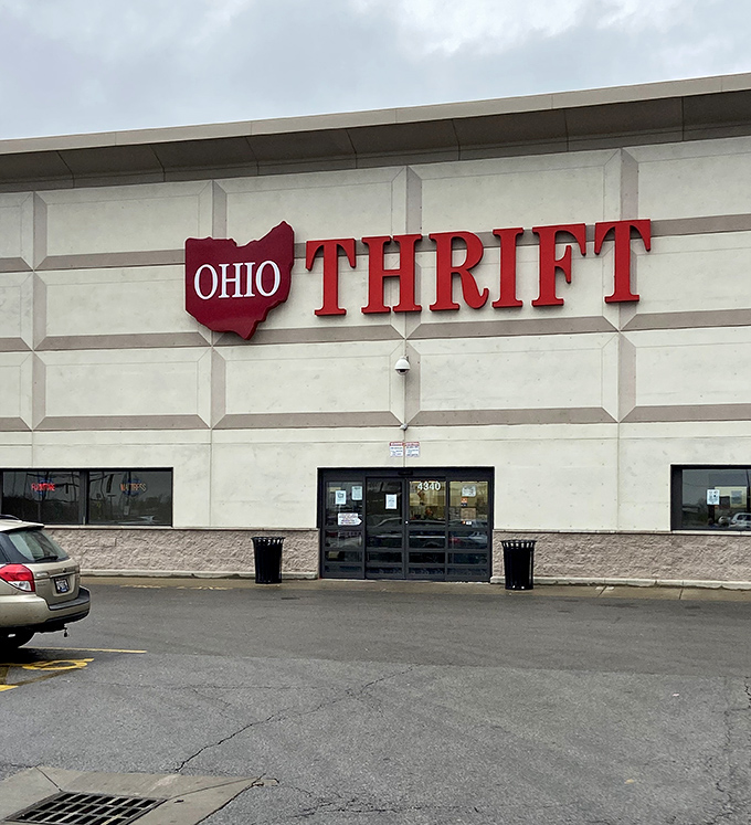 The distinctive Ohio-shaped logo reminds shoppers they're supporting local while hunting for incredible bargains.