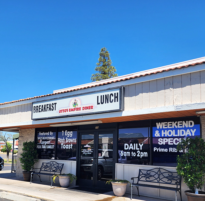 The unassuming storefront of Otto's Diner hides one of Phoenix's breakfast treasures – sometimes the best spots don't need flashy signs.