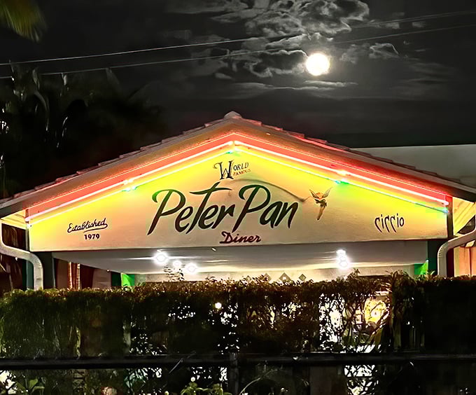 The glowing sign promises a place where you never have to grow up&mdash;at least while you're eating their pancakes.