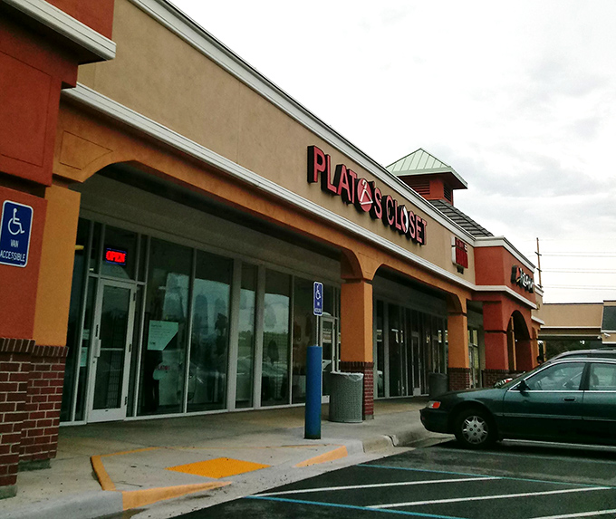 The understated storefront of Plato's Closet hides a teenage fashion paradise – where last season's splurges become this season's steals.
