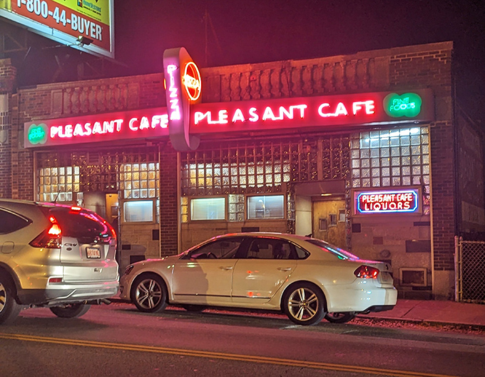 That vintage storefront has been serving up pizza dreams longer than most food trends have existed.