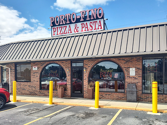 Those arched windows frame more than glass - they frame generations of pizza-making tradition.
