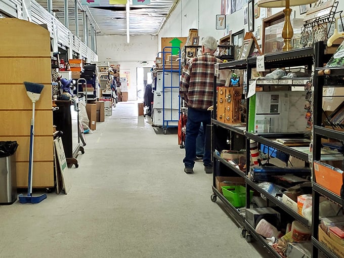 Warehouse-style browsing offers climate-controlled comfort while you hunt for that one perfect vintage find.