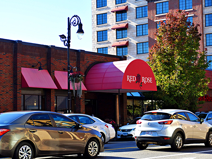 The warm glow of Red Rose's awnings promises Italian comfort food that generations have enjoyed.
