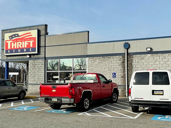 The Salvation Army's massive metal building houses a treasure trove of secondhand finds. That full parking lot tells you the locals know something good!