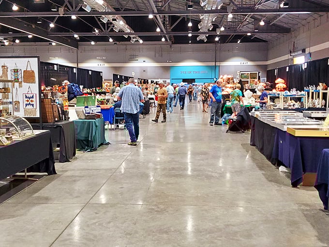 Carefully arranged booths at Rose City Vintage Market tell stories through objects, each display a thoughtfully curated slice of history.