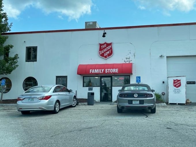 Simple, straightforward, and surprisingly stuffed with treasures&mdash;the Salvation Army's red awning welcomes all.