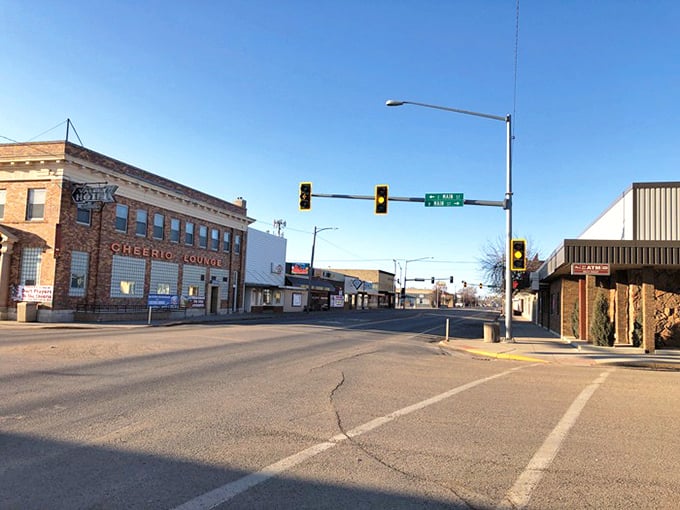 Sidney's quiet Main Street showcases the town's affordable charm, where minimal traffic means lower transportation costs for budget-conscious residents.