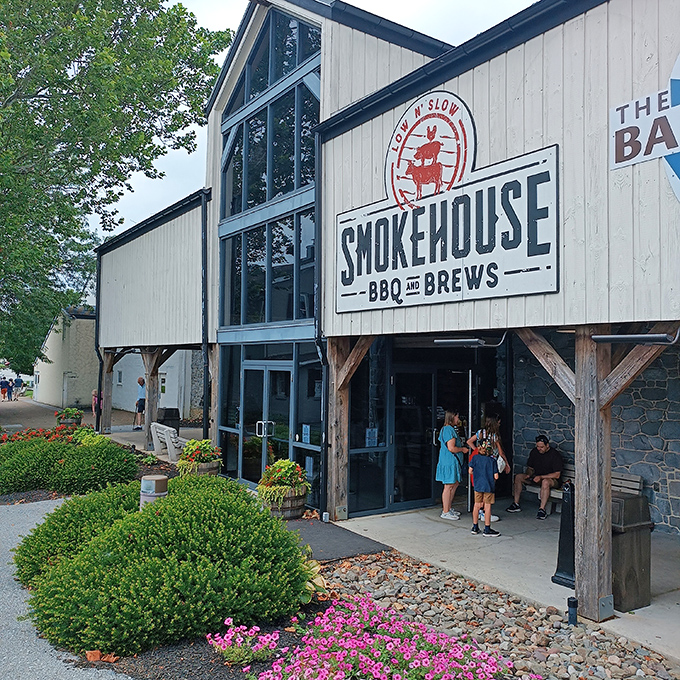 The stunning timber-frame entrance looks like the gateway to barbecue heaven&mdash;and the aroma confirms you've arrived.