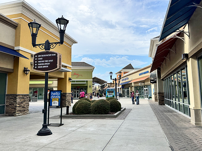 Shopping paths that lead to treasures! Tanger Outlets Asheville's brick walkways invite you to stroll, discover, and occasionally gasp at price tags.