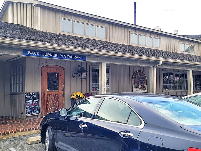 That wooden sign might as well read "Abandon diets, all ye who enter here."