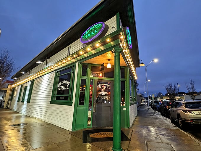 Green trim and vintage charm create the perfect setting for steaks that taste like family recipes.