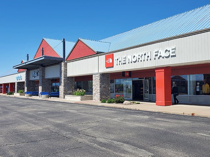 Clean lines and bright blue roofs make The Outlet Shoppes at Oshkosh a beacon for bargain hunters across the Fox Valley.