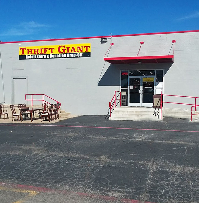 A thrifter's paradise awaits behind these doors. Thrift Giant's no-nonsense exterior hides treasures that would make any bargain hunter's heart race.