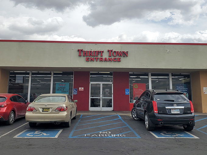 The "Entrance" sign might as well read "Portal to Bargain Dimension" where your $25 transforms into an impressive haul of secondhand treasures.