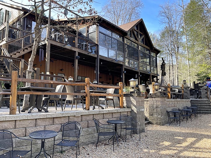 Rustic mountain dining at its finest, where the scenery rivals the sizzling steaks inside.