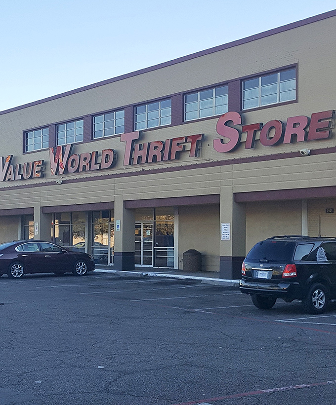 The two-story building stretches wide like an open embrace, inviting treasure seekers to explore floor after floor of possibilities and deals.