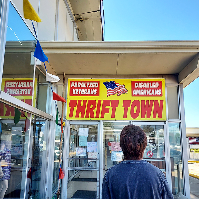 Bold signage and a patriotic purpose make Veterans Thrift Town more than just another secondhand store.
