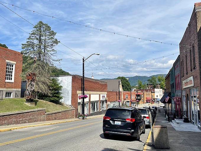 Main Street Whitesburg flows downhill like a gentle invitation to explore genuine mountain town treasures.
