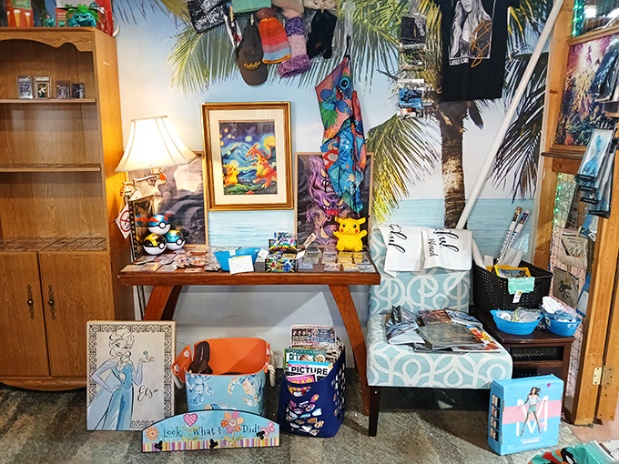 This colorful corner brings childhood nostalgia to life with Pokemon, beach themes, and collectibles that bridge generations.