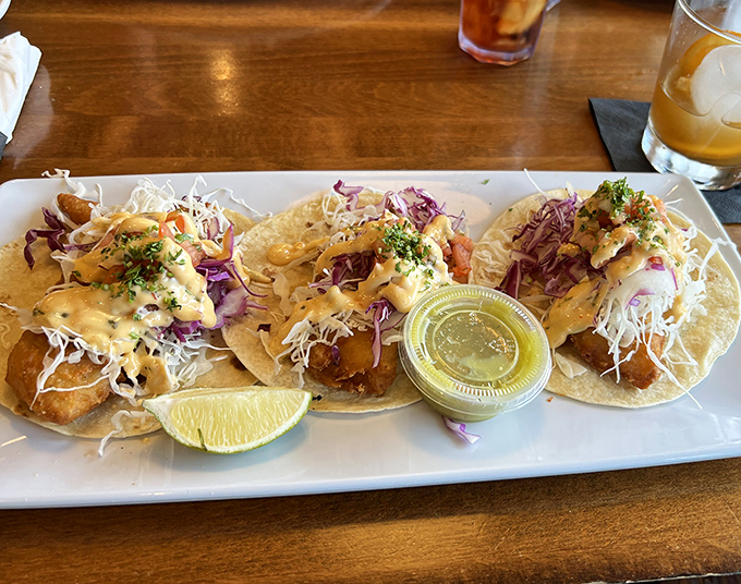 These fish tacos bring the ocean to Pennsylvania, with crispy rockfish, vibrant slaw, and a sauce that makes you wonder why you'd eat anything else.
