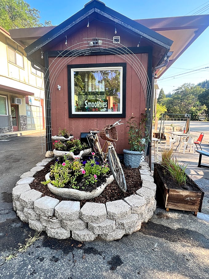This charming smoothie shack proves good things come in small packages. The vintage bicycle adds that perfect Instagram-worthy touch your grandkids will appreciate.