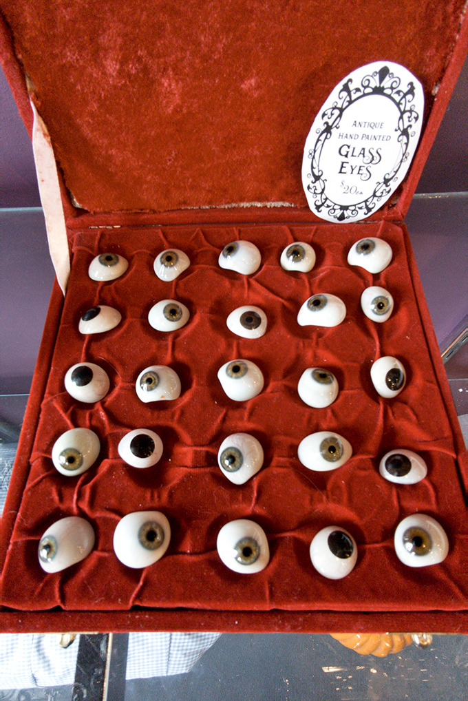 These antique glass eyes stare back with uncanny realism, a haunting collection that's both medically fascinating and delightfully disturbing.