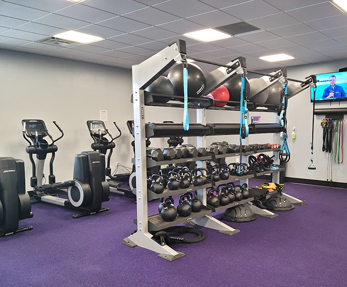 Even in small-town Pennsylvania, fitness centers prove that the battle against gravity and carbs is truly universal.