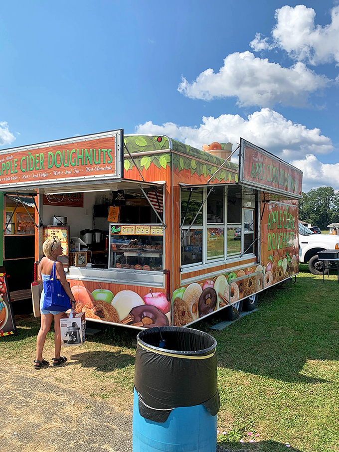 The apple cider doughnut truck&mdash;where diet plans go to die and happiness is served hot, sweet, and dusted with cinnamon.