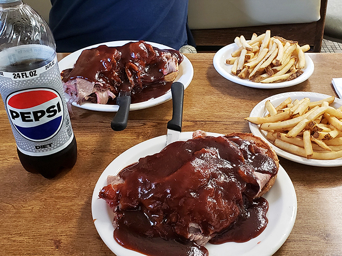 BBQ beef drowning in sauce, proving Superior Restaurant doesn't believe in the concept of portion control whatsoever.
