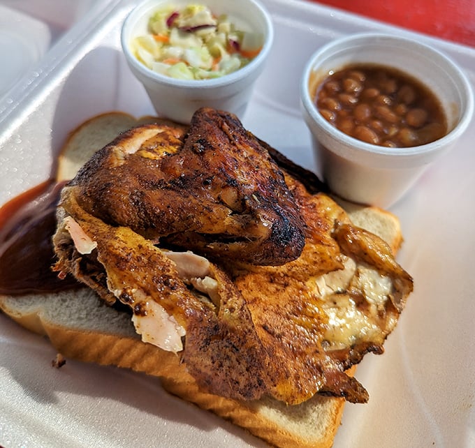 Barbecue chicken that's achieved that perfect mahogany color &ndash; the kind that makes you want to frame it before devouring it.