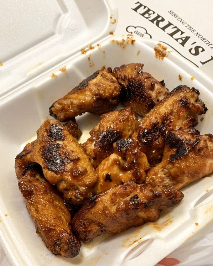 These wings look like they've been kissed by fire and blessed by flavor gods. The char marks tell stories of perfect oven temperature.