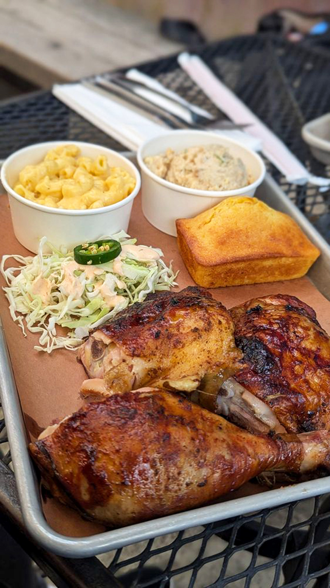 Smoke-kissed chicken with that mahogany skin &ndash; proof that poultry deserves the same low-and-slow respect usually reserved for brisket.