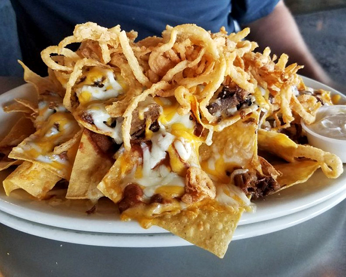 BBQ nachos piled high with smoky goodness &ndash; this is what happens when Texas meets Tennessee.