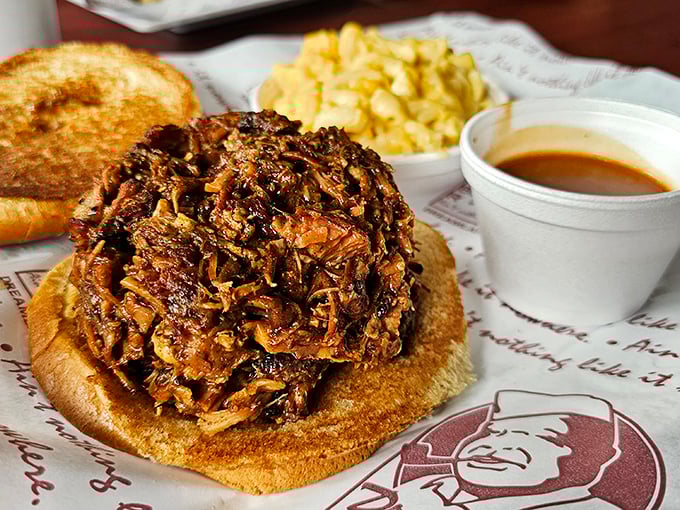 The bark on this pulled pork could make a vegetarian question their life choices &ndash; perfectly caramelized with that ideal meat-to-bun ratio.